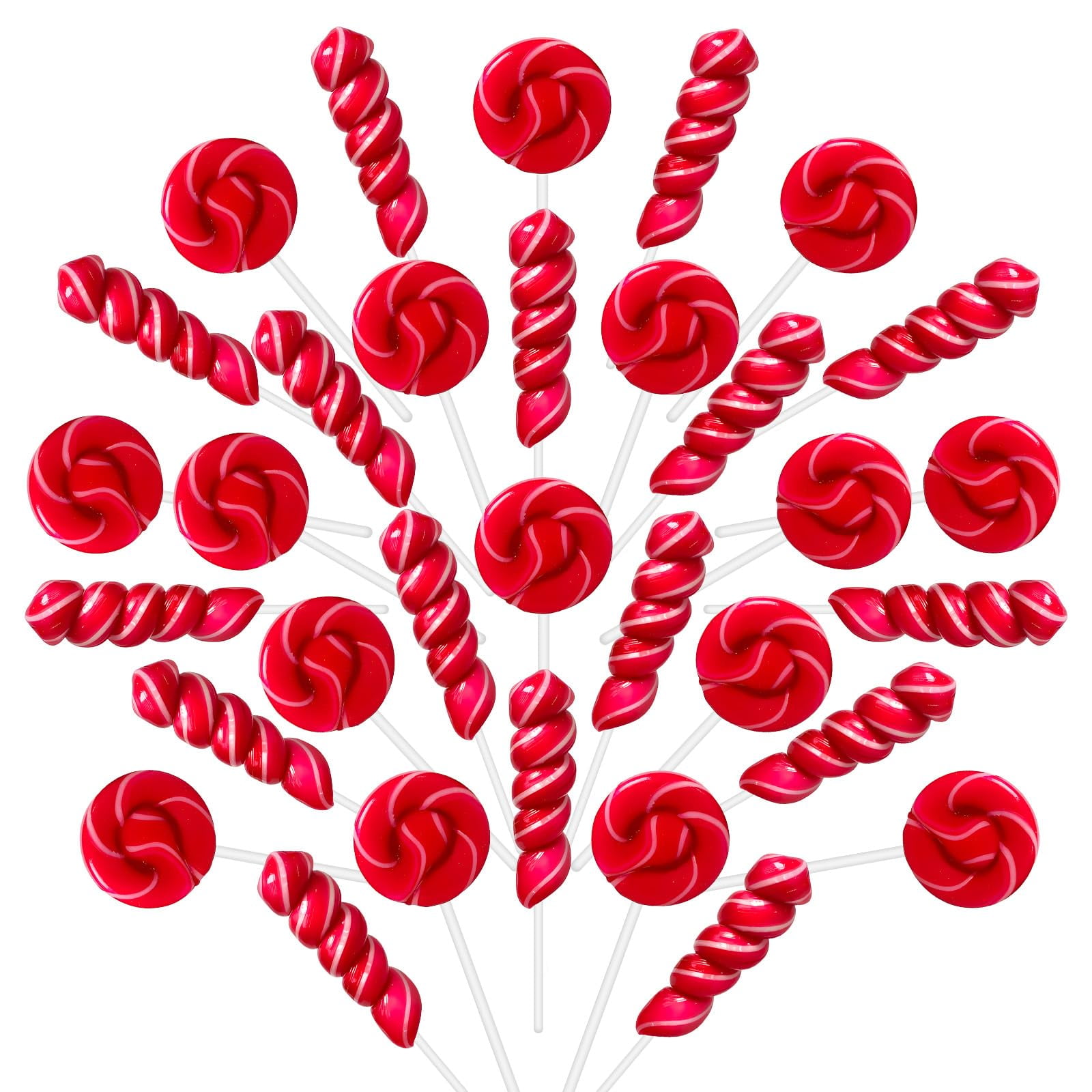 Suckers Lollipop Natural Dyes BCF26 (Cranberry), 32 Pack Red and White ...