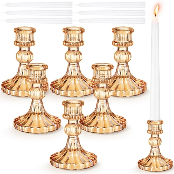 Suclain 12 Pcs Wedding Candlestick Holders Taper Candles Set Clear ...