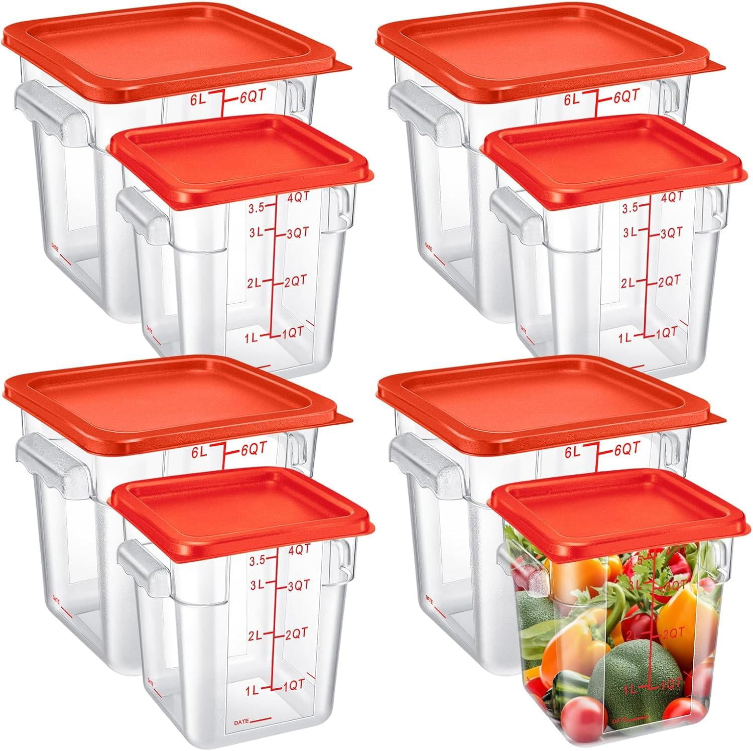 Suclain 8 Pack 4 QT and 6 QT Food Storage Containers with Lids Scales ...