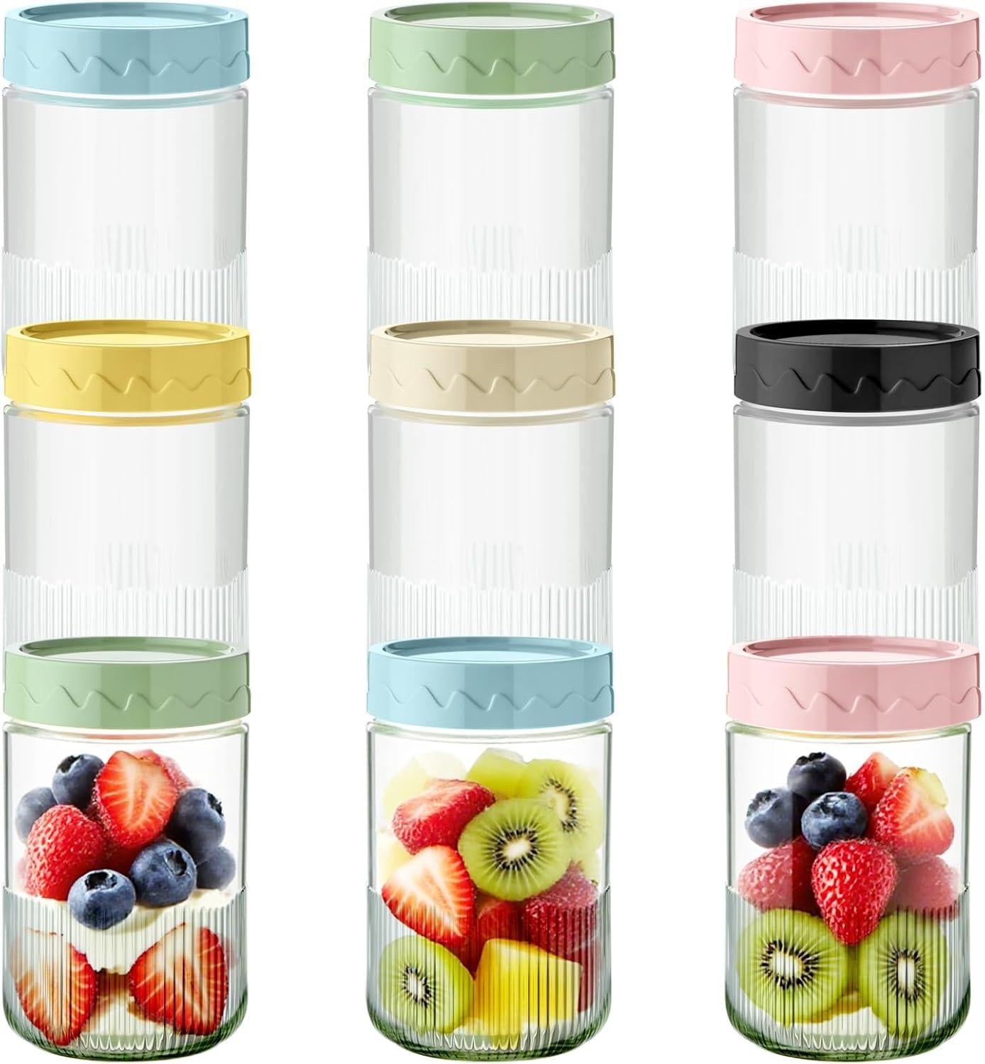 Suclain 9 Pcs Mason Jars with Lids Airtight Overnight Oats Containers ...