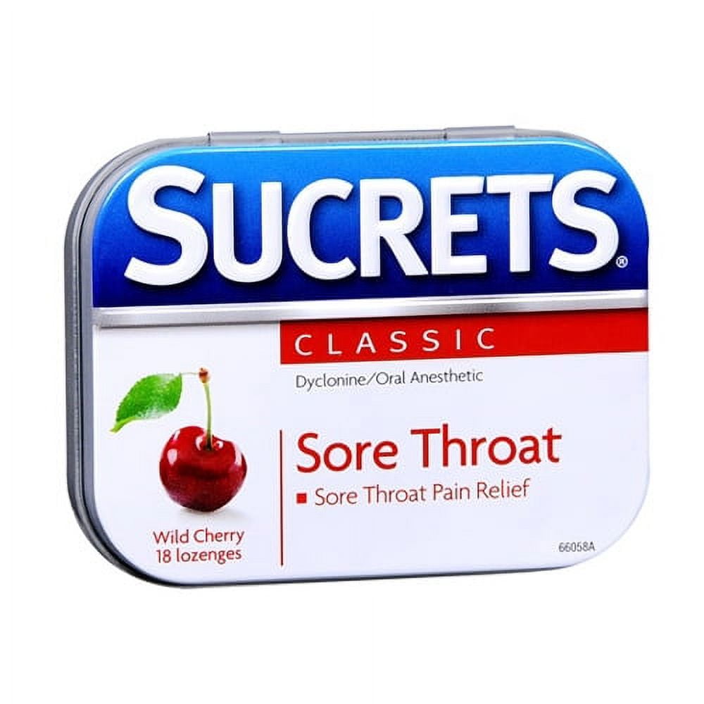 Sucrets Original Classic Sore Throat Soothing Lozenges, Wild Cherry ...