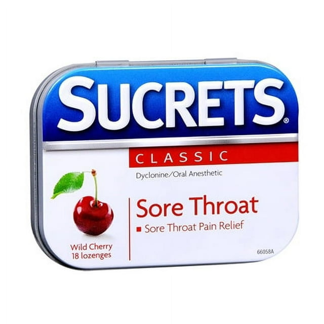 Sucrets Original Classic Sore Throat Soothing Lozenges, Wild Cherry ...