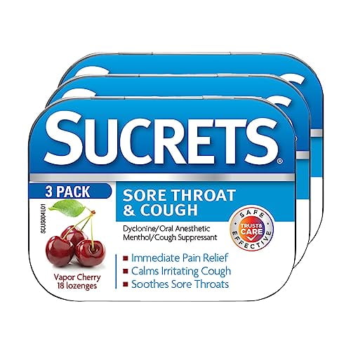 Sucrets Sore Throat & Cough Lozenges, Vapor Cherry Flavor, 18 Count ...