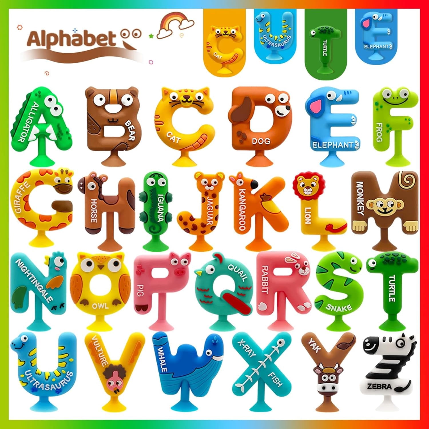Suction Bath Toy for Toddler, 26PCS Animal Alphabet, Montessori Sensory ...