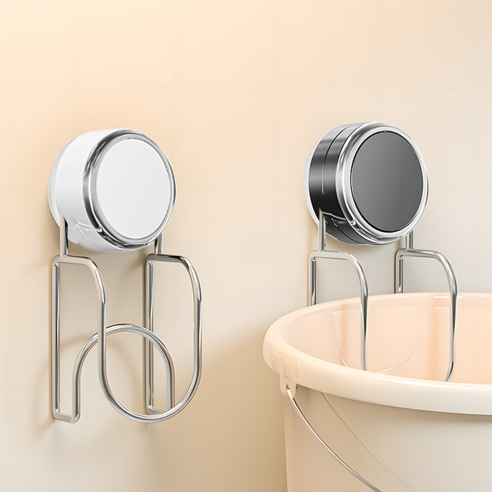 Suction Cup Bucket Hook Organizer | Bathroom & Kitchen Hanging Storage | No Drill Wall Mount ...