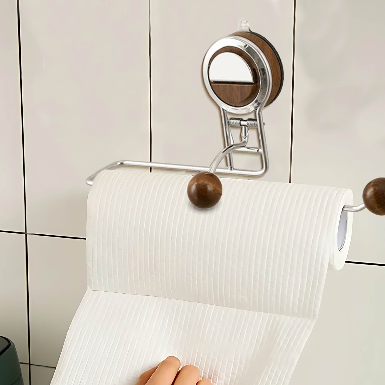 Suction Cup Cloth Roll Paper Storage Rack Wall Mounted Towel Bathroom ...