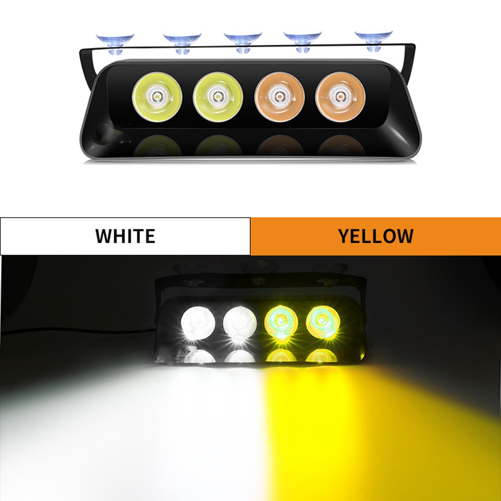 Suction Cup Flashing Light - 16 LED Windshield Strobe Light Bar, Amber ...