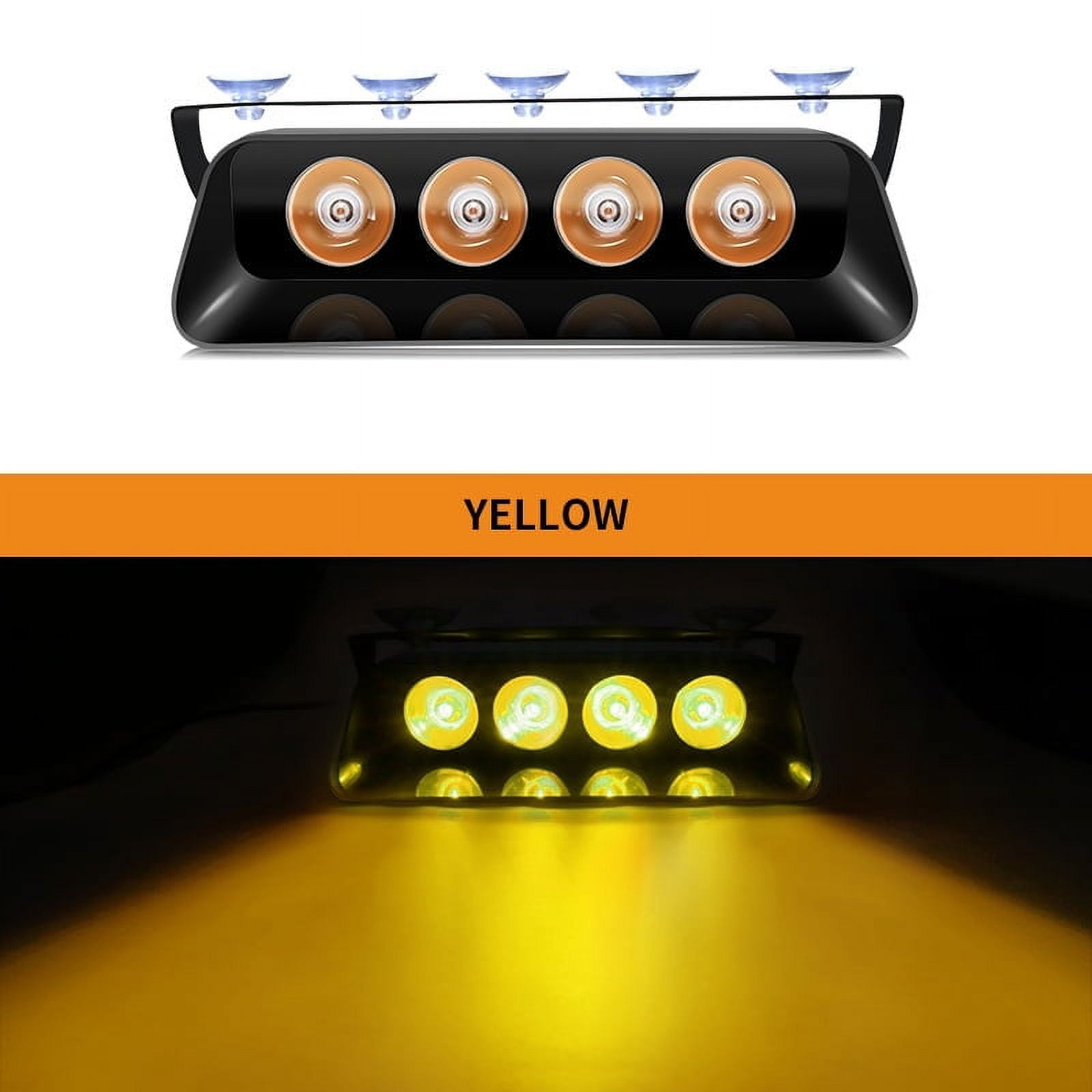 Suction Cup Flashing Light - 16 LED Windshield Strobe Light Bar, Amber ...