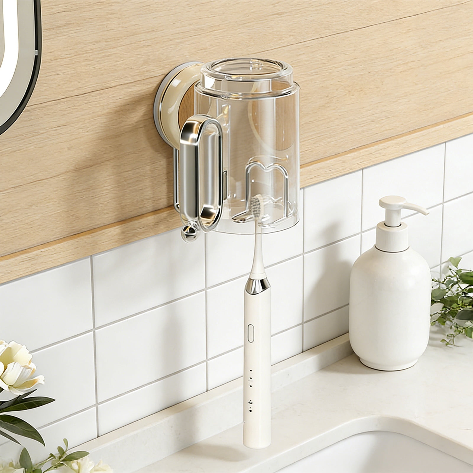 Suction Cup Holder Mouthwash Cup - Bathroom Toothbrush Cup, Space ...