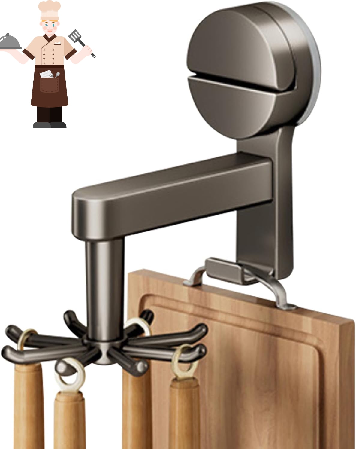 Suction Cup Hook – Wall Mounted Utensil Holder with 360° Rotation, 8 ...