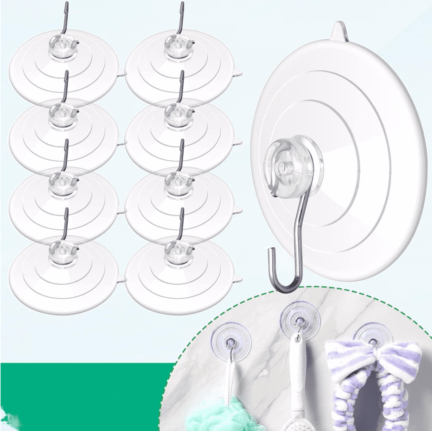 Suction Cup Hooks,2-1/2 inch Removable Waterproof Stronge Powerful ...