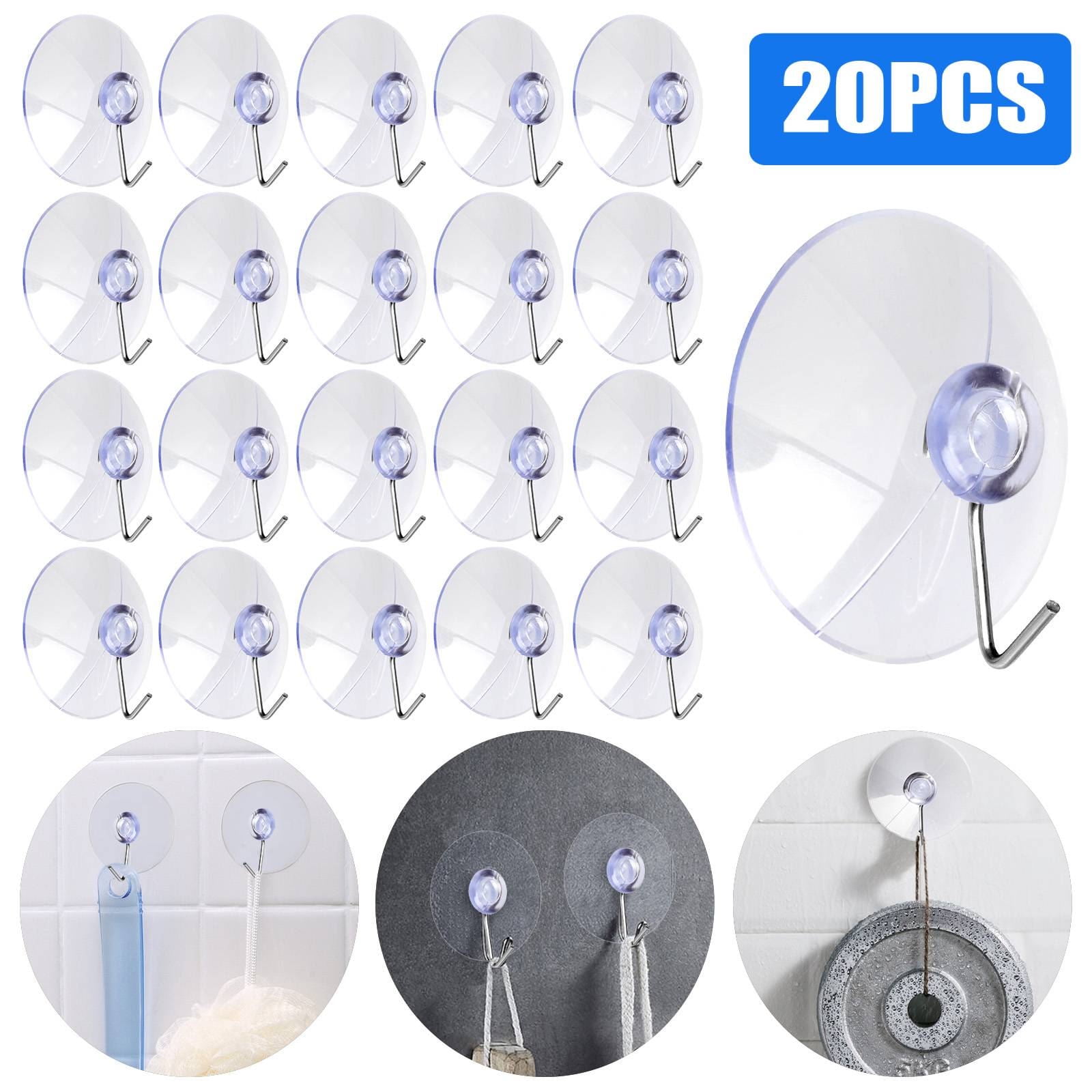 Suction Cup Hooks, 20PCS 1.77 Inches Clear PVC Suction Cups with l ...