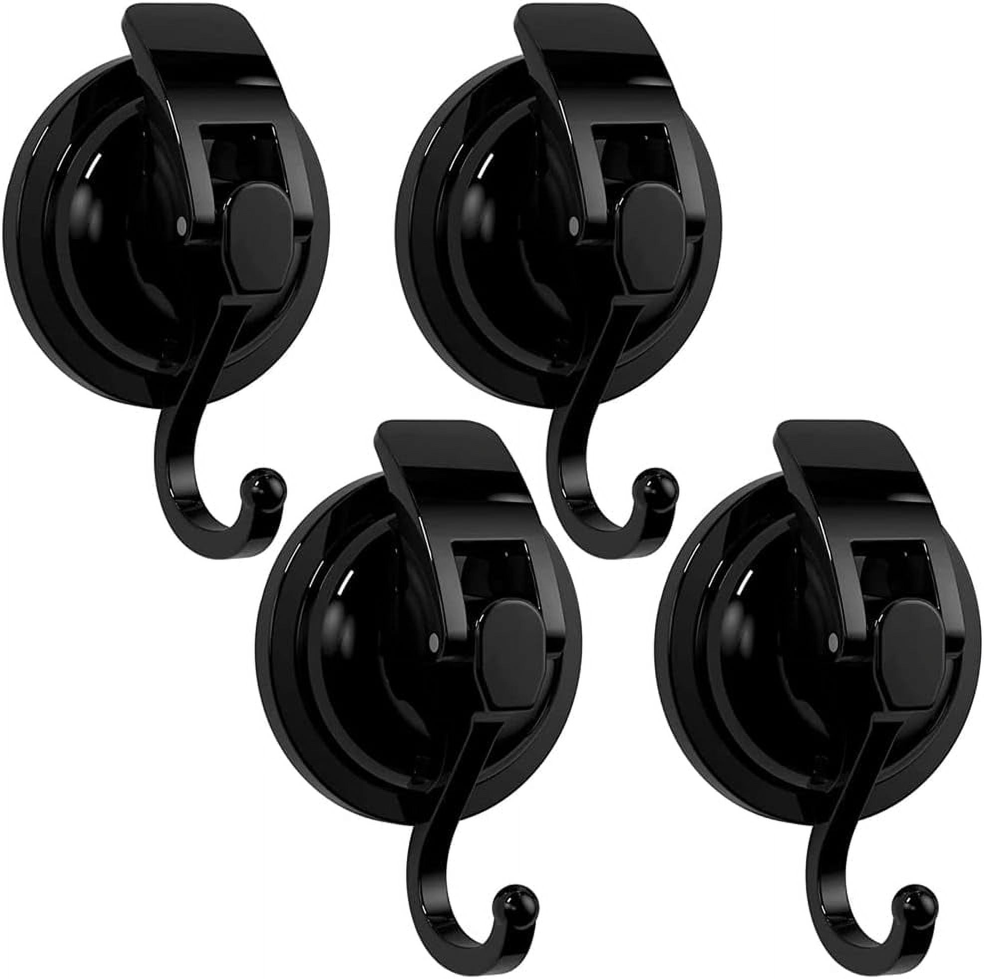 Suction Cup Hooks, 4 Pack Black Heavy-Duty Suction Cup Hooks, Easy to ...