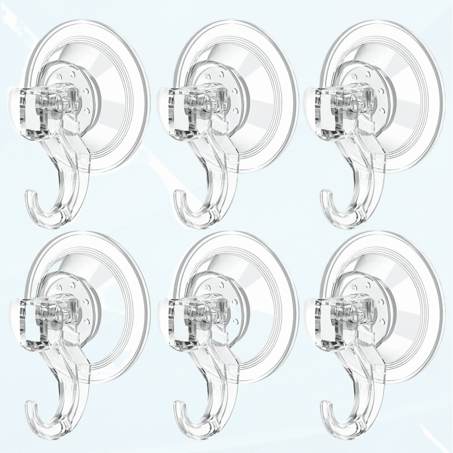 Suction Cup Hooks - 6 Pack Suction Hooks Reusable Powerful Waterproof ...