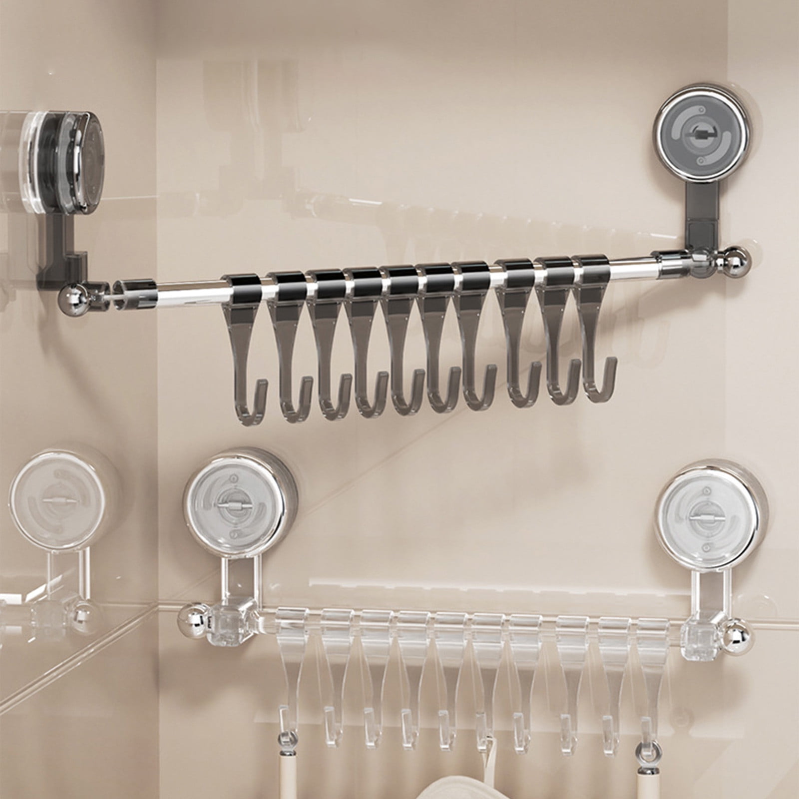 Suction Cup Hooks Bathroom Towel Rack - Heavy Duty No-Drill ...