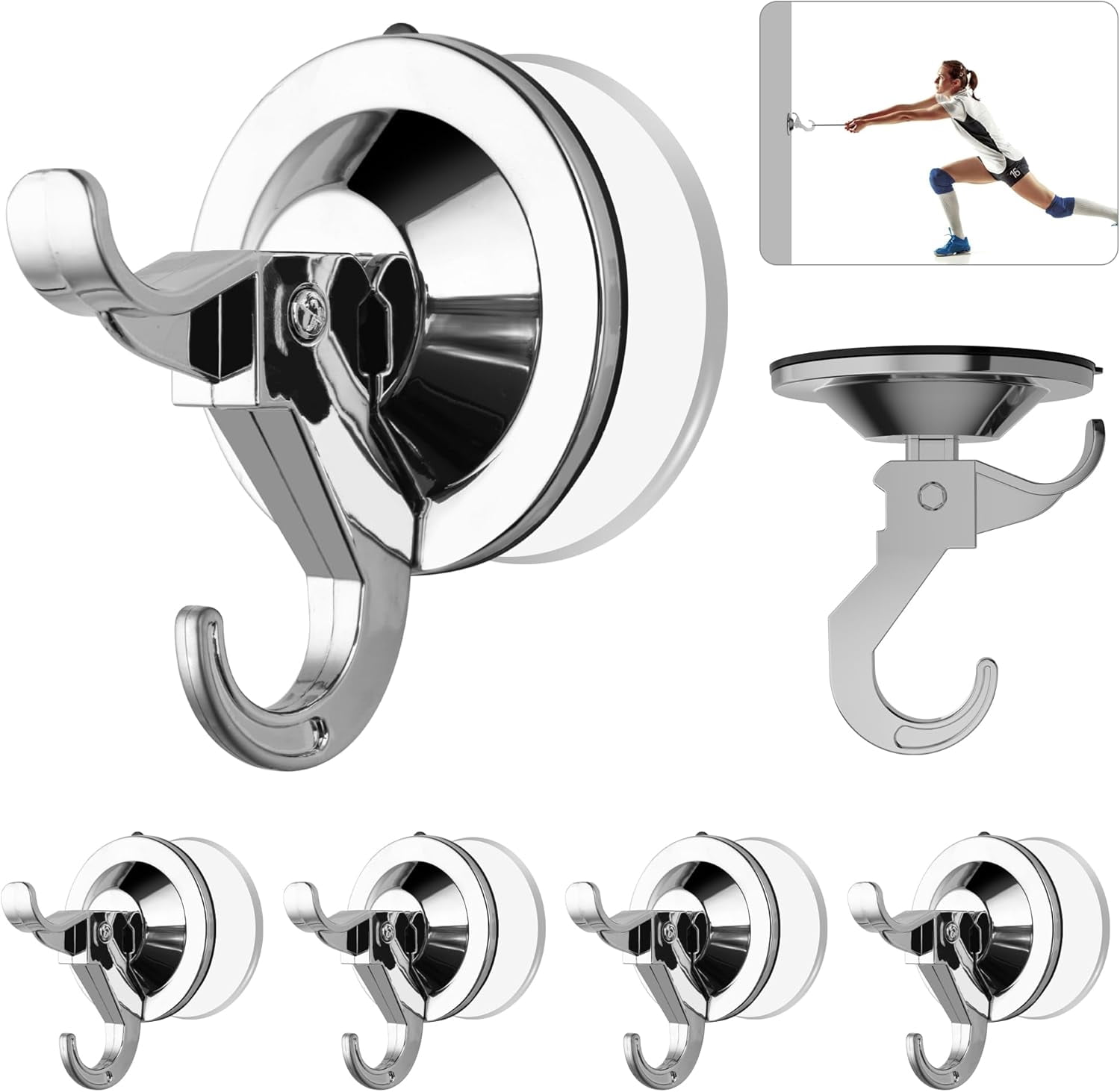 Suction Cup Hooks for Glass Window, 5 Pack Heavy Duty Vacuum Shower ...