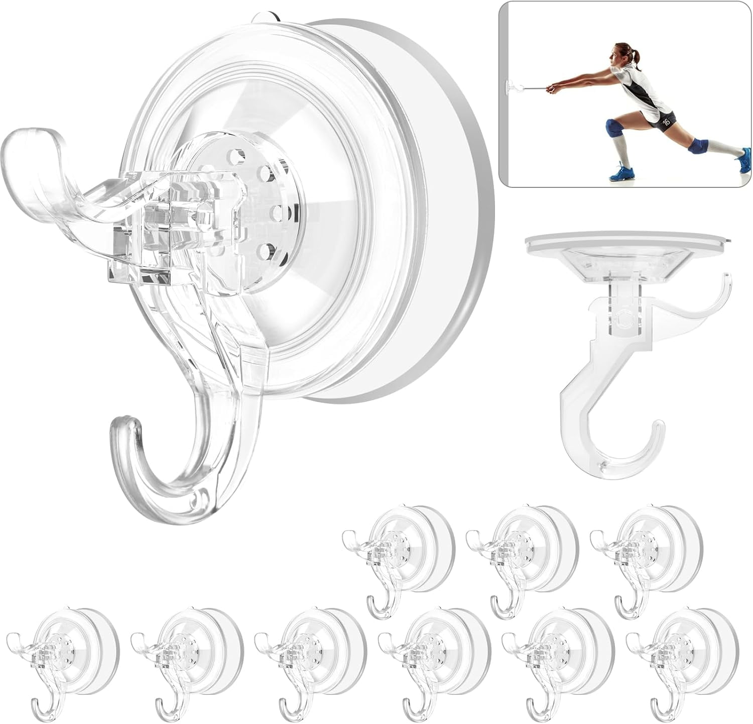 Suction Cup Hooks for Shower, 10 Pack Heavy Duty Wall Hooks Hold up to ...