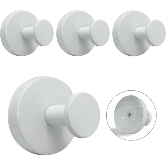 Suction Cup Hooks for Shower - 4 , White - Stainless , Suction ...