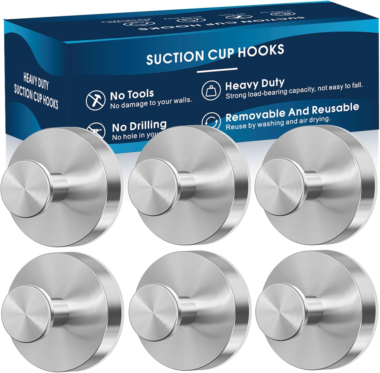 Suction Cup Hooks for Shower,6Pcs Shower Hooks for Inside Shower,No ...