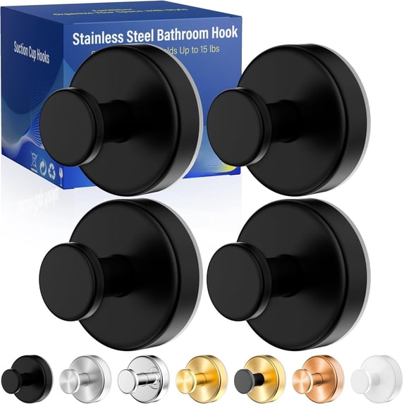 Suction Cup Hooks for Shower,Removable Towel Hooks,Upgraded 15 lbs ...