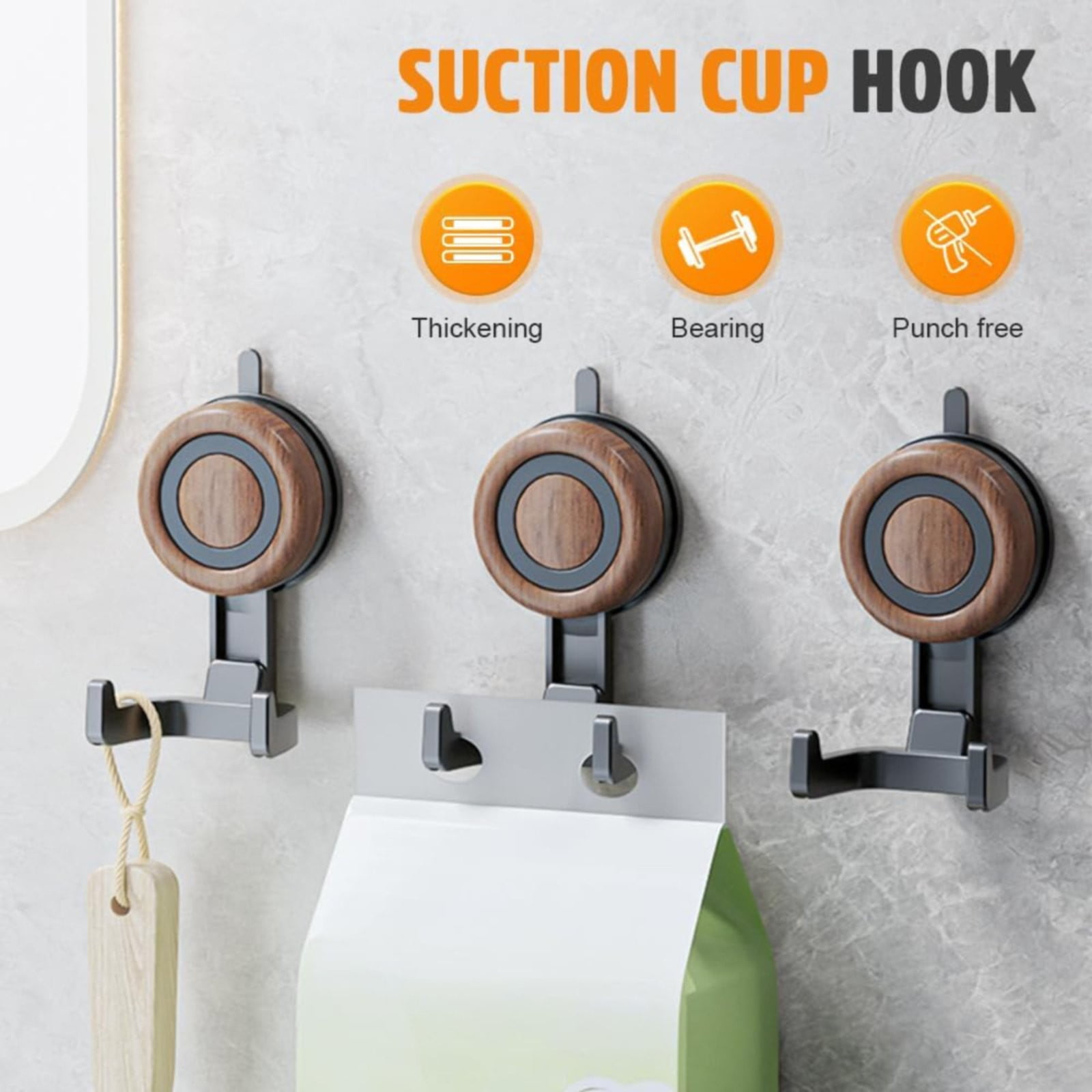 Suction Cup Hooks for Shower,Reusable Heavy Duty Shower Towel Suction ...