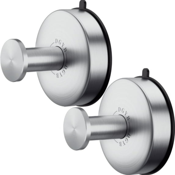 Suction Cup Hooks for Shower Set of 2 Removable Stainless Steel Towel ...