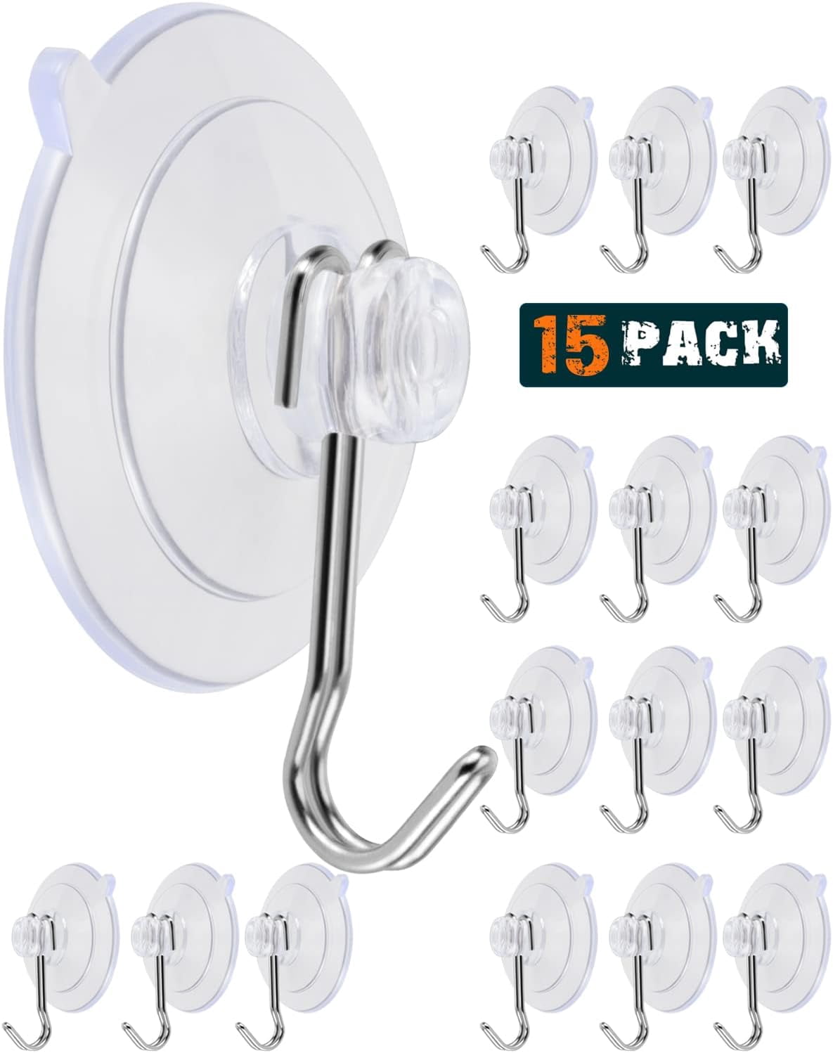 Suction Cup Hooks, Transparent PVC Removable Reusable, for Glass ...