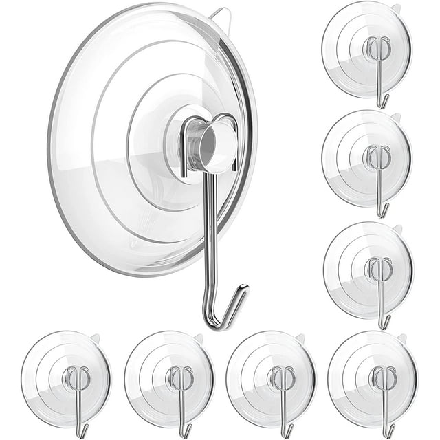 Suction Cup Hooks, Upgrade 2.5 Inches Clear Suction Cups with Metal ...