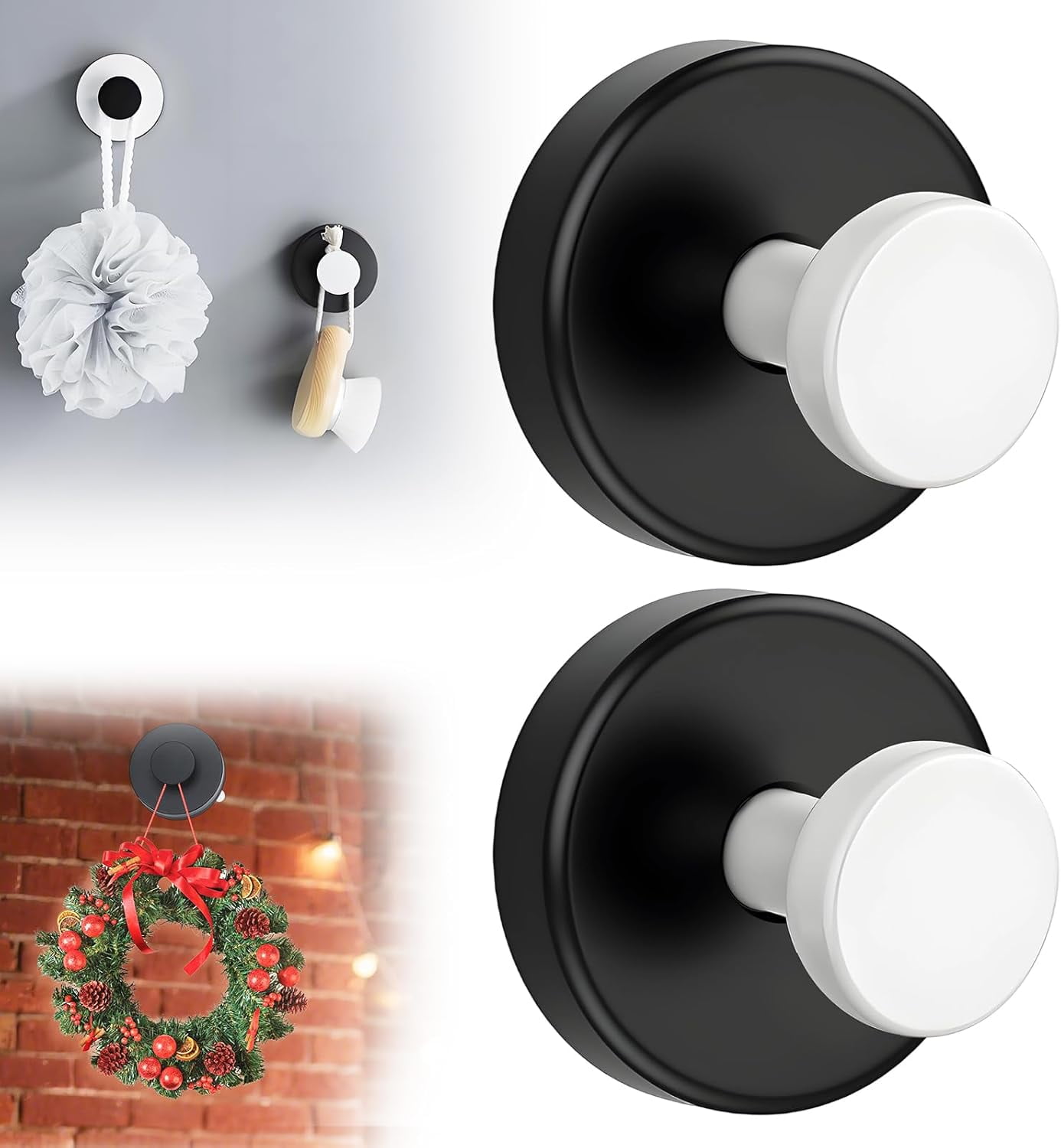 Suction Cup Hooks for Wreaths, 2025 New No Drill Suction Cup Hooks for ...