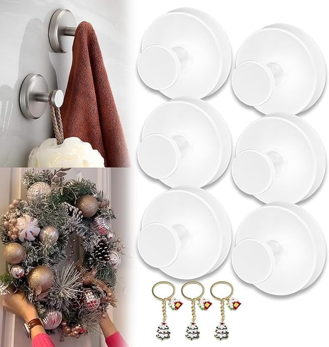 Suction Cup Hooks for Wreaths on Glass, Waterproof & Rustproof No-Drill ...