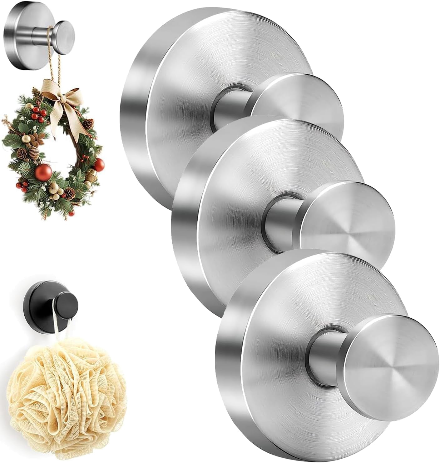 Suction Cup Hooks for Shower, No-Drill Removable Wreath Hangers, for ...