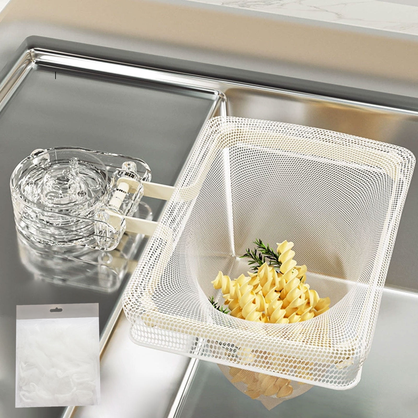 Suction Cup Kitchen Sink Filter Rack with 50 Mesh Bags - Food Waste ...