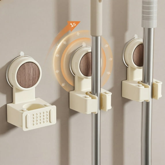 Suction Cup Mop Holder No Punch Bathroom Storage Wall Mounting Bracket ...
