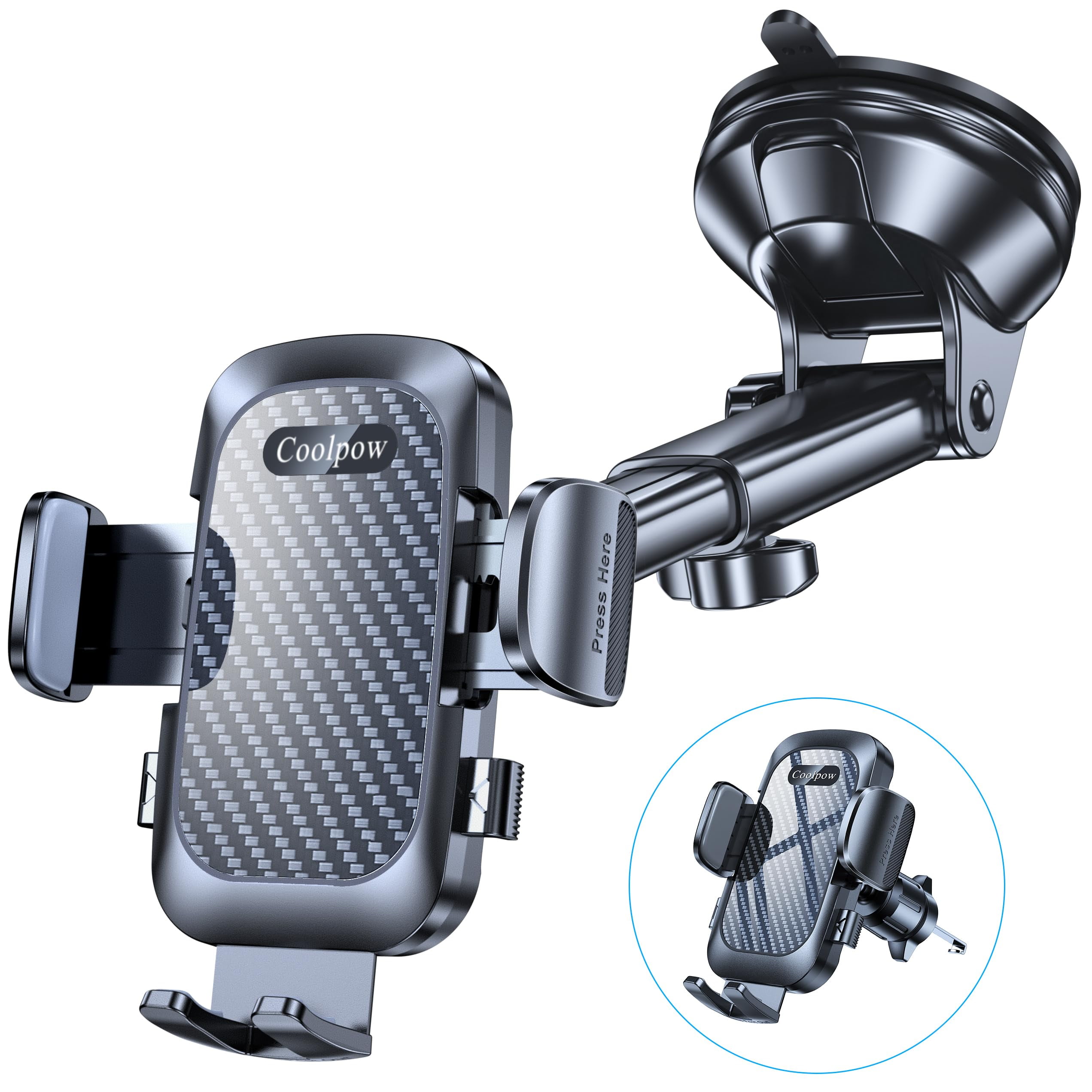 Suction Cup Mount【 Windshield + Vent + Dash 】 Car Holder Windshield ...
