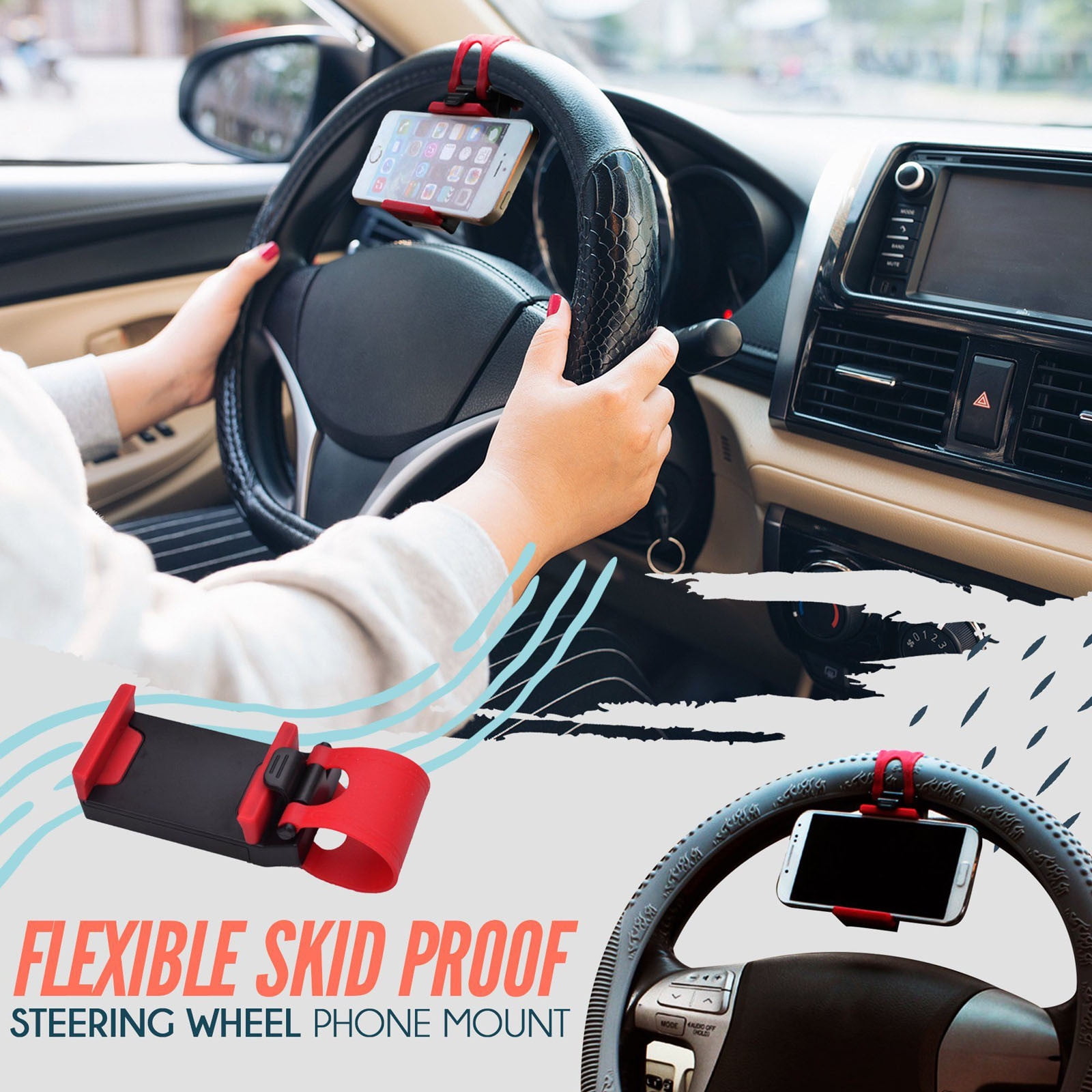 Suction Cup Phone Mount Steering Wheel Bracket Telescopic Clip Car ...