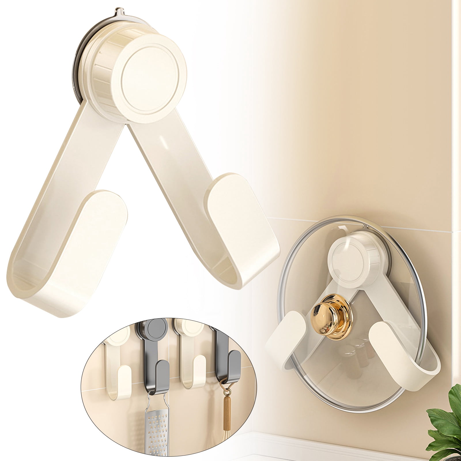 Suction Cup Pot Lid Rack – Gray Wall-Mount Holder for Pans, Cutting ...