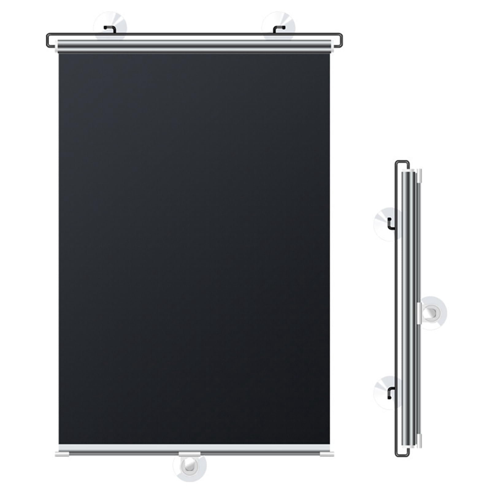 Suction Cup Roller Blinds for Windows, Black Retractable Blackout ...