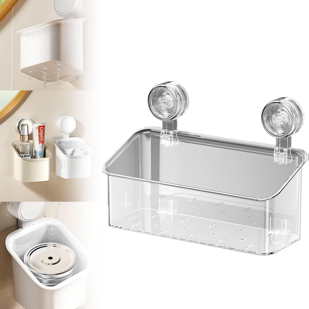 Suction Cup Rotating Organiser,Kitchenstorage Basket Wall Mounted Drill ...