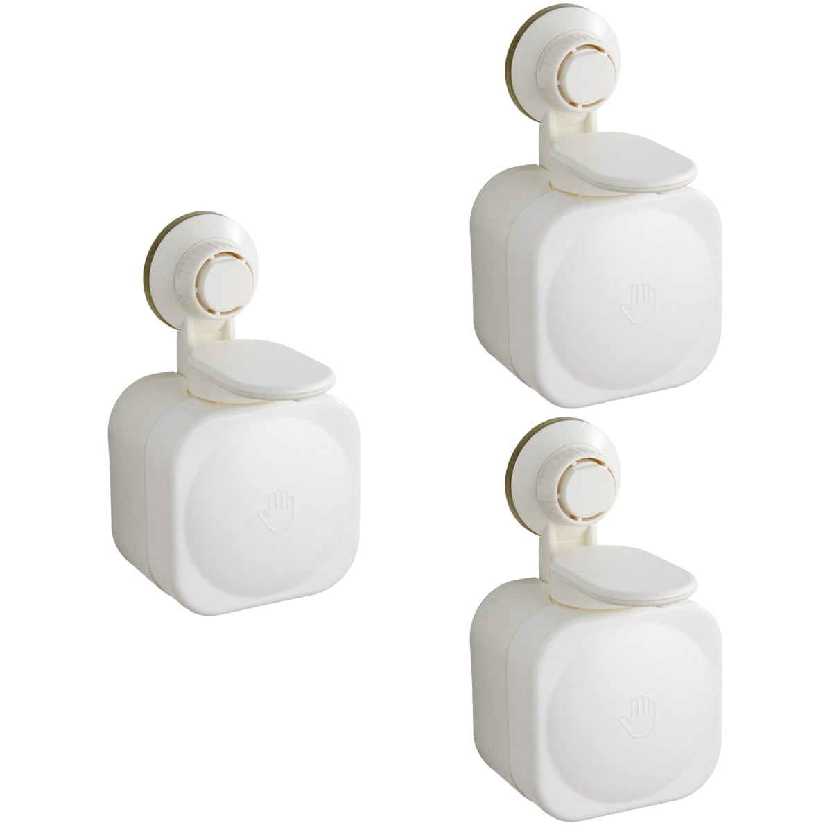 Suction Cup Set of 3 Soap Dispenser Bathroom Wall Mount Manual Shampoo ...