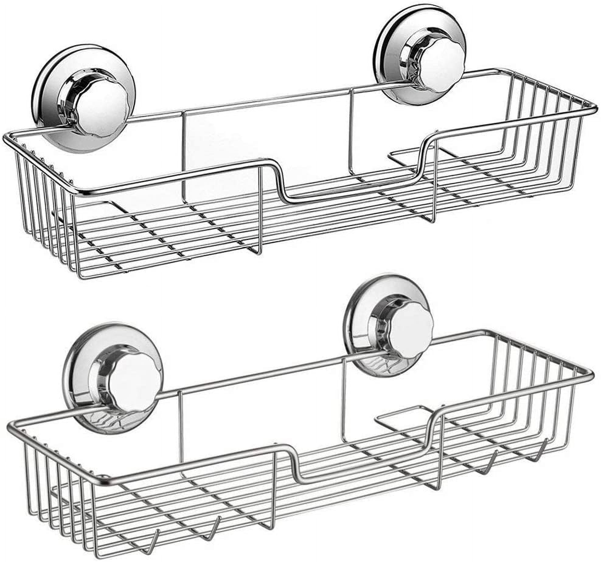 Suction Cup Shower Caddy with Hooks,Powerful Suction Cup Bathroom ...