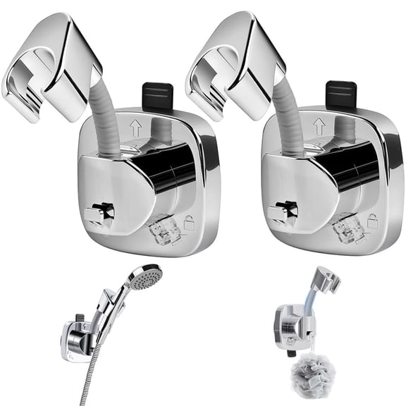 Drill-Free Wall Mount Shower Pole Bracket with Adjustable Angle and ...