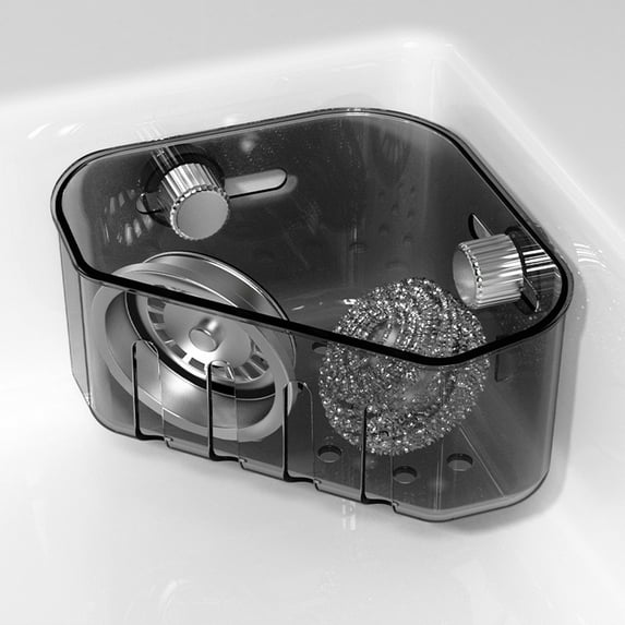 Suction Cup Sink Drying Rack Corner-Mount Storage Basket for Sponges ...