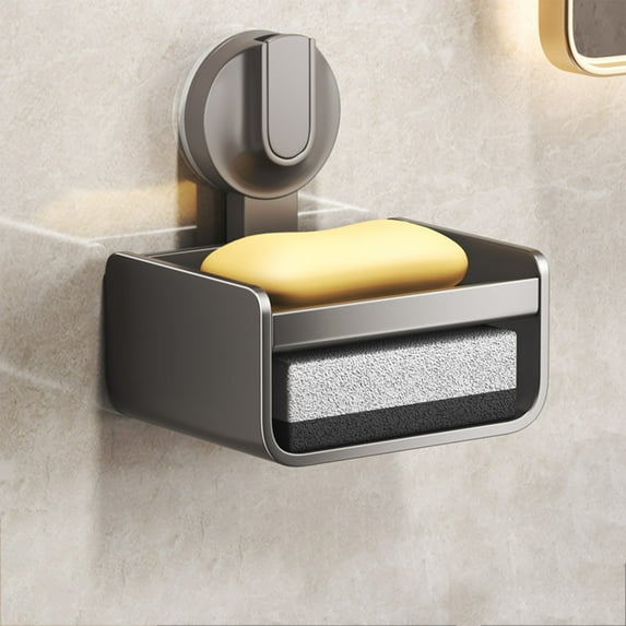 Suction Cup Soap Box, Non Perforated Wall Mounted Bathroom Storage ...