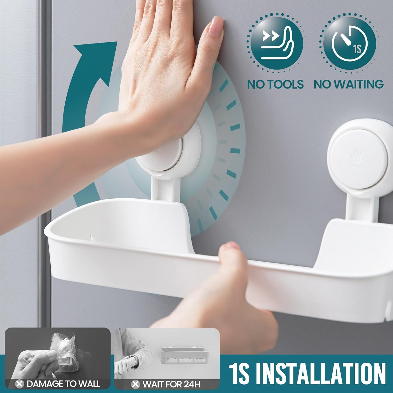 Suction Cup Spice Rack For Refrigerator With 4 Hooks, 2 Pack Spice ...