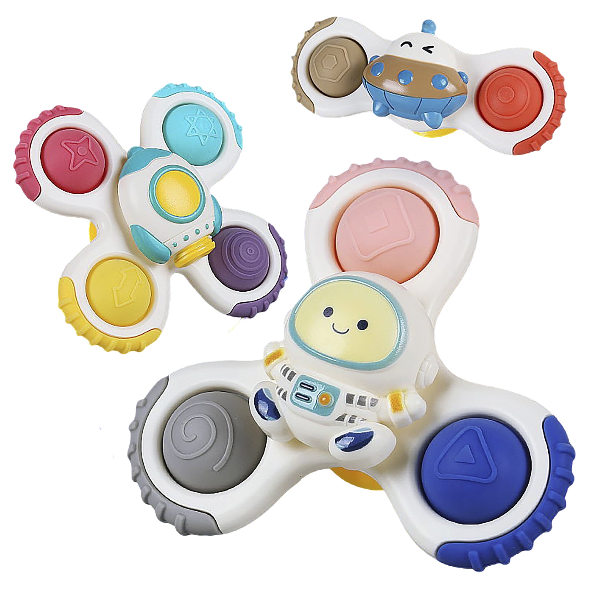 4pcs Suction Cup Spinner Toys for 1 2 Year Old Boys Spinning Toys 12-18 ...