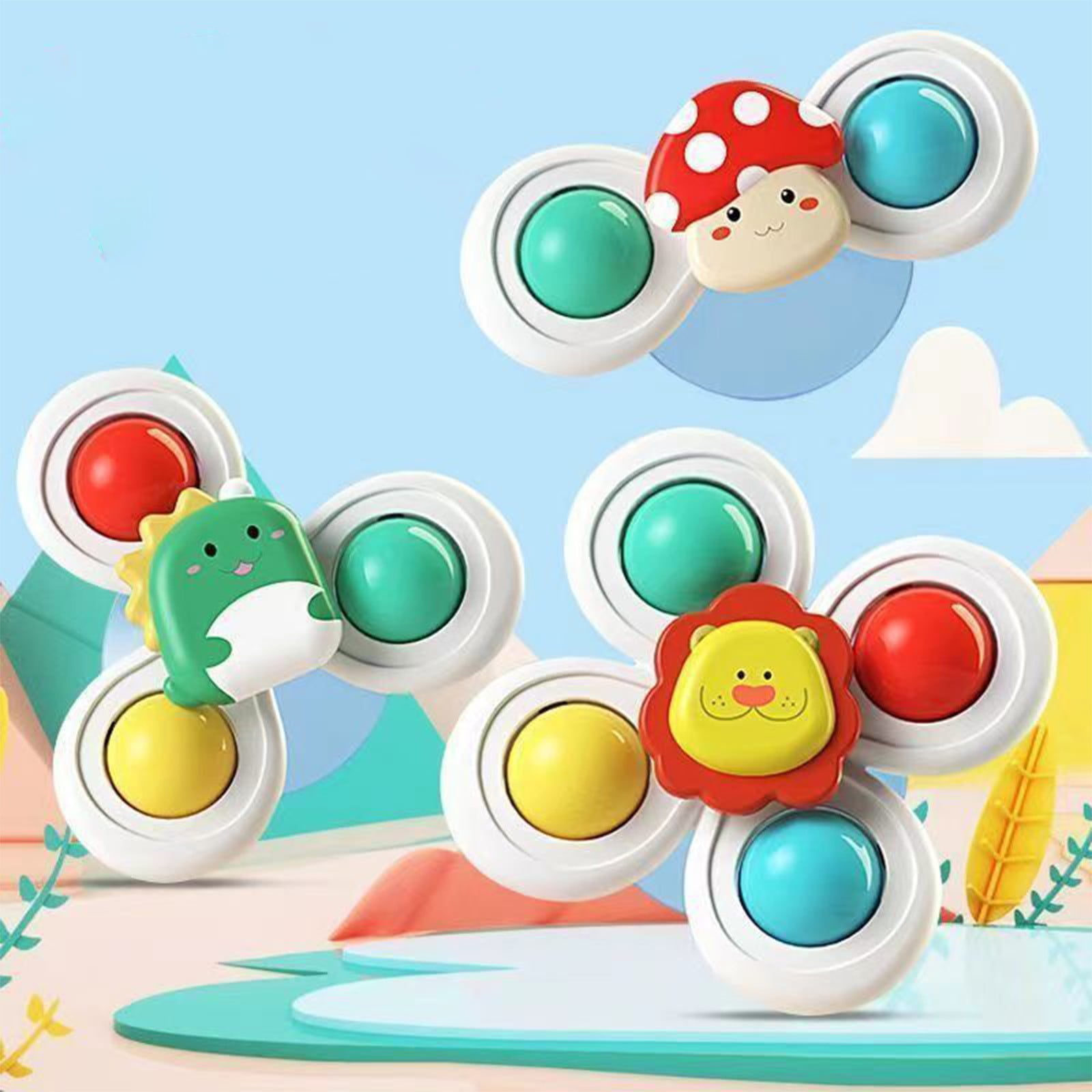 Suction Cup Spinning Toy Set, Rotating Educational Fidget Spinner, Tabletop Bath Interactive Toy ...