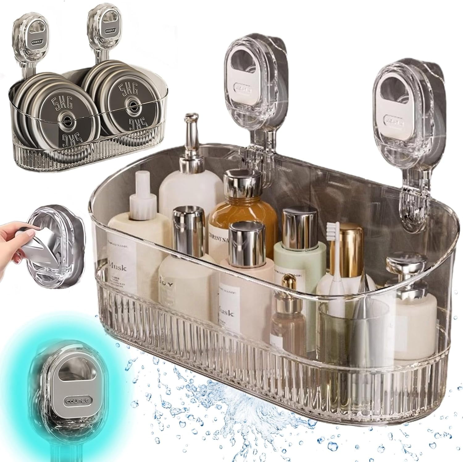 Suction Cup Storage, No-Drill Bathroom Suction Storage Box – Large ...