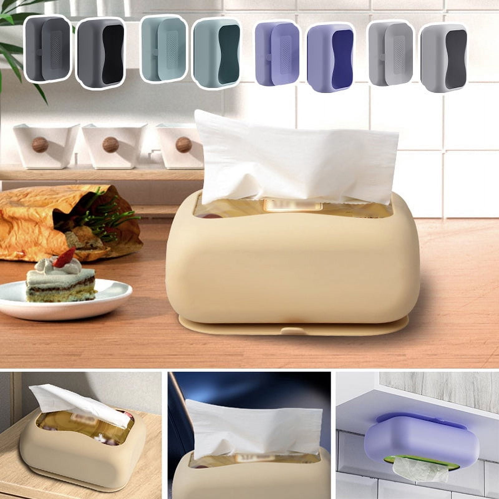 Suction Cup Tissue Box Holder, 2-pack Adhesive Paper Dispenser with ...
