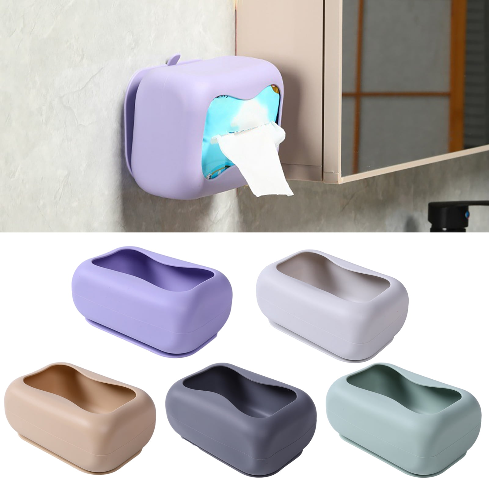 Suction Cup Tissue Box Silicone Material Easy Installation Stable ...