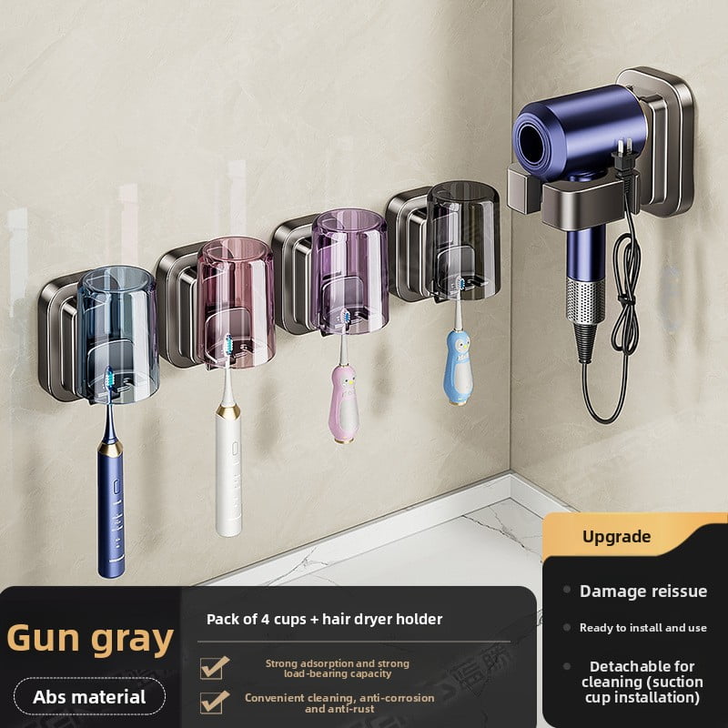 Suction Cup Toothbrush Holder - Wall Mounted No Drill Bathroom ...